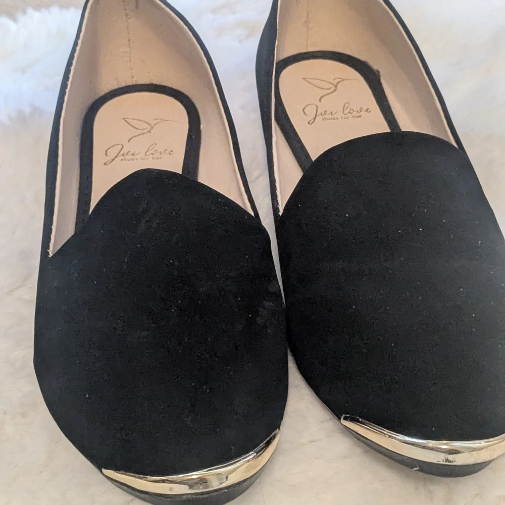 Joie Love | Shoes | Joie Love Black Suede Slipon Loafers Gold Toe Cap ...